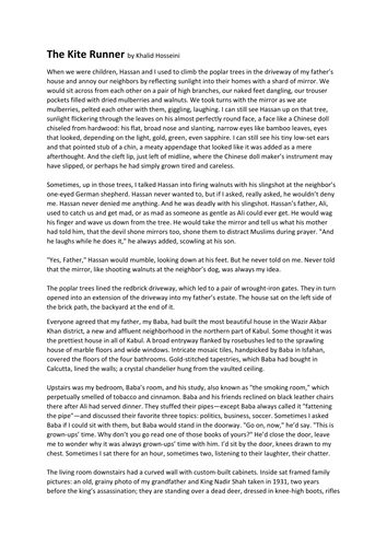 AQA English Language Paper 1: The Kite Runner | Teaching Resources