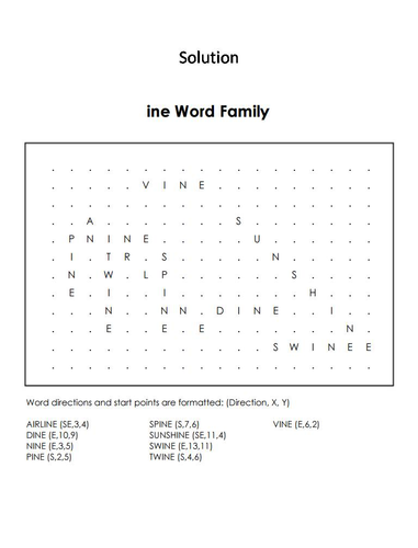 ine Word Family Word Search | Teaching Resources