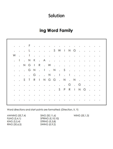 ing Word Family Word Search | Teaching Resources