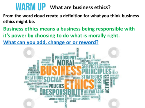 GCSE Business Ethics 3 lessons | Teaching Resources