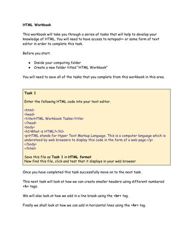 Teaching HTML Resource Bundle | Teaching Resources
