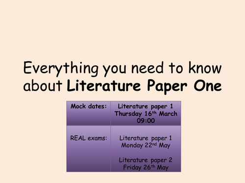 EVERYTHING you need to know about Literature paper one | Teaching Resources