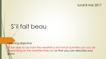 S'il fait beau - new GCSE French Studio AQA | Teaching Resources