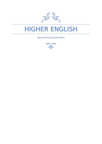Higher English responses to 10 mark Duffy and MacCaig poetry critical ...