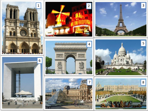Paris monuments match-up starter | Teaching Resources