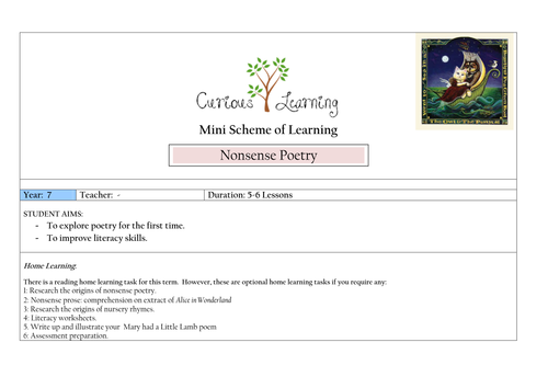 Nonsense Poetry - Mini SOL | Teaching Resources