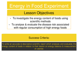 Energy content of food - Energy balance | Teaching Resources