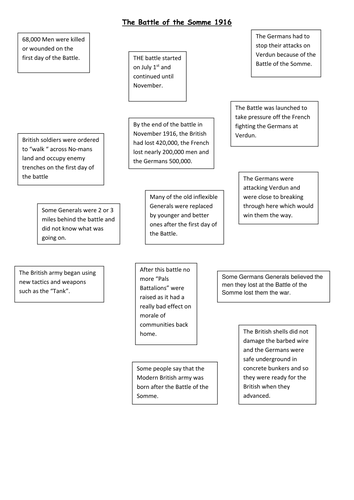 Battle of the Somme - World War One | Teaching Resources