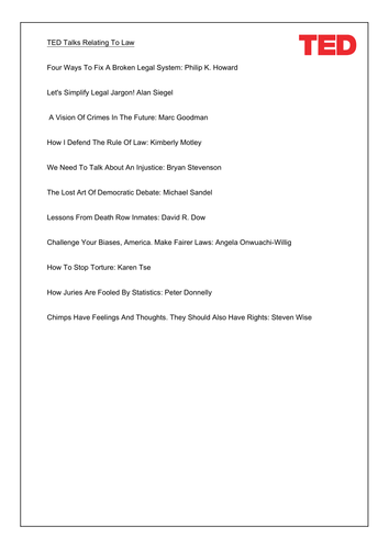 Law TED Talks | Teaching Resources