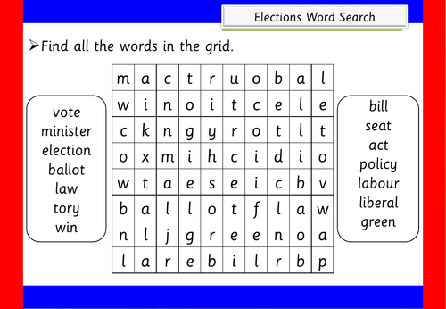 General Election Wordsearch | Teaching Resources