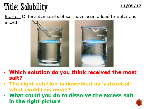 Solubility - complete lesson (KS3) | Teaching Resources