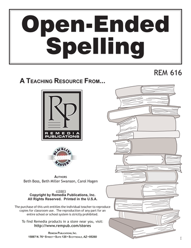 Open-Ended Spelling | Teaching Resources