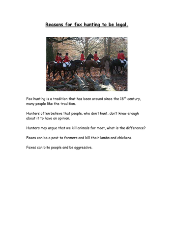 Persuasive Letter With Context of Fox Hunting Lesson Plan | Teaching ...