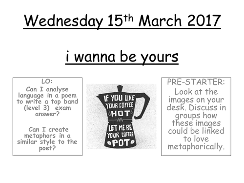 John Cooper Clarke - i wanna be yours POETRY ANALYSIS lesson | Teaching ...