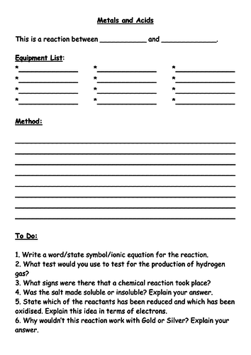 Making Salts (Metal and Acid) 2016 GCSE | Teaching Resources