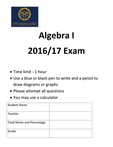 Algebra 1 end of course exam | Teaching Resources
