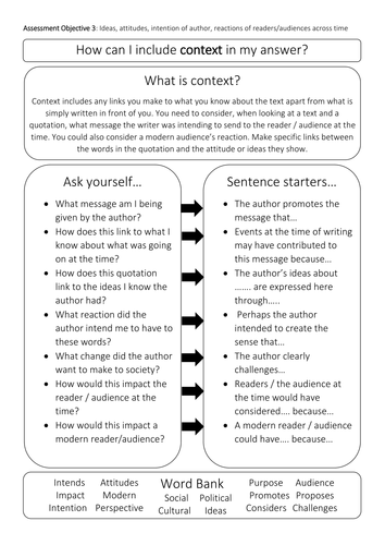 KS3 and KS4 AQA GCSE English Literature Assessment Objective Help ...