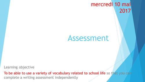 Spanish writing assessment on school subjects | Teaching Resources