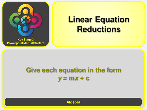 KS3 Maths Mental Starters: Algebra - Equations | Teaching Resources
