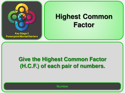 KS3 Maths Mental Starters: Number – Factors, Multiples, Primes ...
