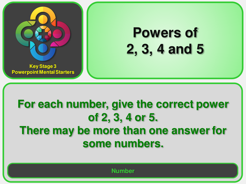 KS3 Maths Mental Starters: Number - Powers | Teaching Resources