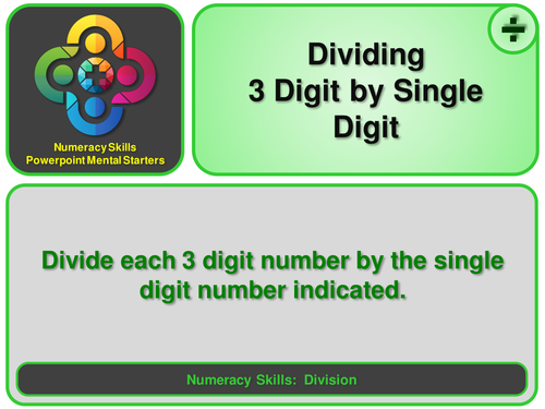 Numeracy Division Maths Mental Starters | Teaching Resources