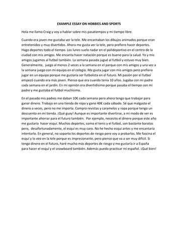 MFL Spanish Example Essays on various GCSE Exam Topics | Teaching Resources