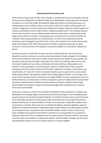 MFL Spanish Example Essays on various GCSE Exam Topics | Teaching Resources