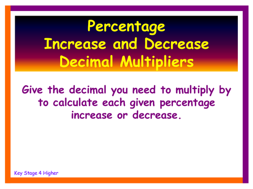 KS4 Maths Mental Starters: Percentages | Teaching Resources