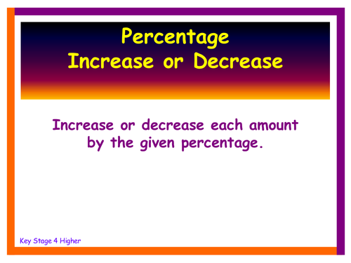 KS4 Maths Mental Starters: Percentages | Teaching Resources