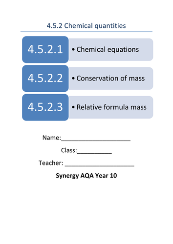 AQA synergy Chemical quantities (4.5.2): Powerpoints & Workbook ...
