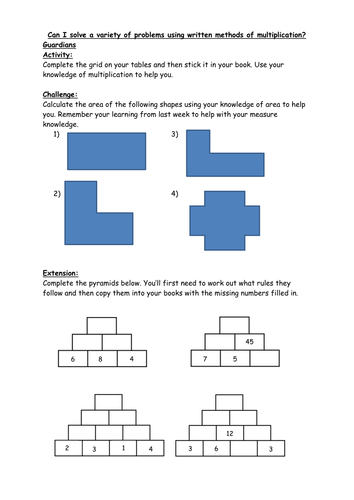 Solving a variety of multiplication problems using written ...
