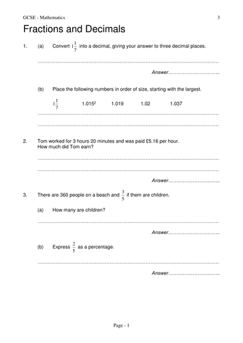 GCSE maths revision for Foundation Tier - numbers and arithmetic ...