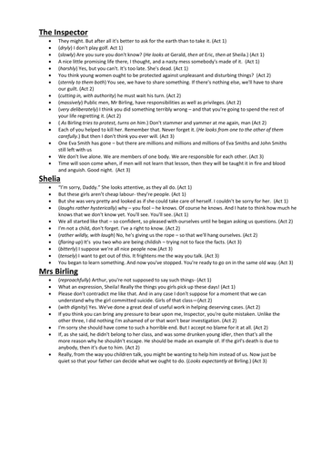 An Inspector Calls Quote Bank | Teaching Resources An Inspector Calls Quote Bank | Teaching Resources