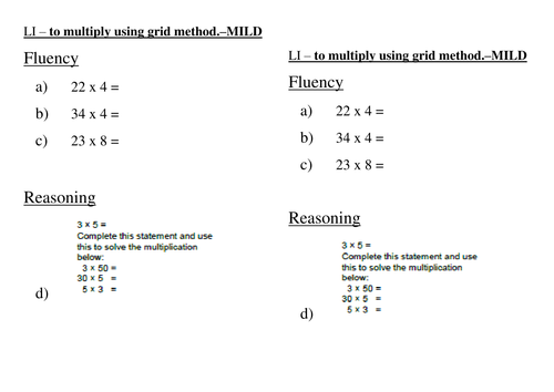 Y3 Multiplication and Division Differentiated worksheets | Teaching ...