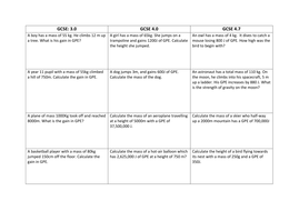 Gravitational Potential Energy GPE Calculations | Teaching Resources