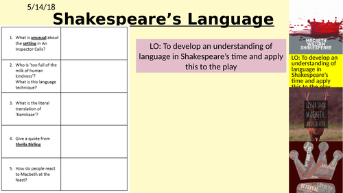 Shakespeare's language | Teaching Resources