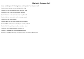 Macbeth revision clock | Teaching Resources