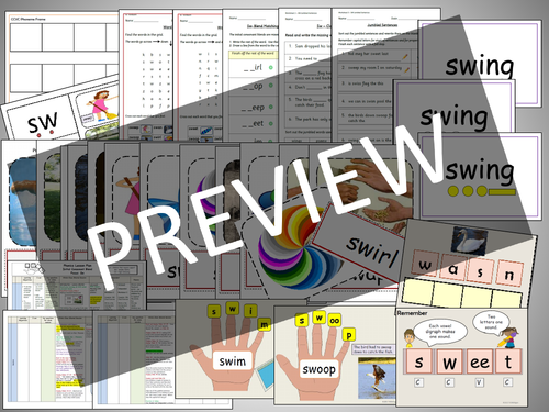 Phonics: Phase 4 Consonant Blend Sw-CCVC Words, Presentations ...