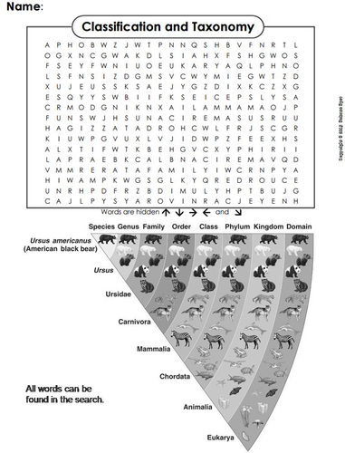 Classification and Taxonomy Word Search | Teaching Resources
