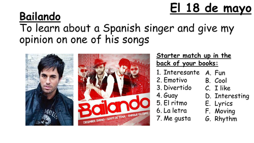 Qué tipo de música te gusta - Bailando - Enrique Iglesias | Teaching ...