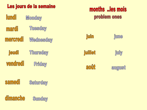 French days and months Add me to your lesson plans | Teaching Resources