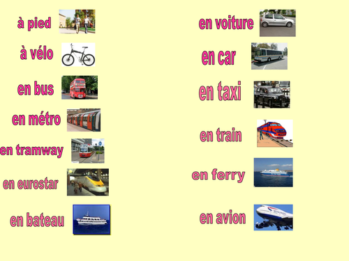 French - transport + game at the end - add me to your powerpoints ...