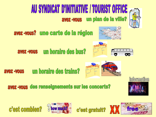 French - at the tourist office phrases - add me to your lessons ...
