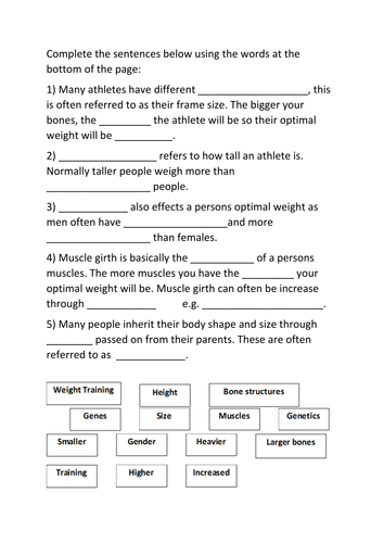 edexcel gcse pe healthy mind and body somatotypes | Teaching Resources