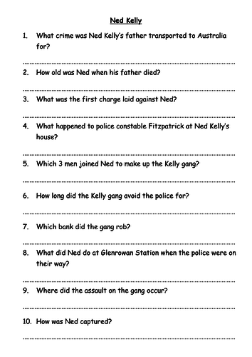 The Life of Ned Kelly | Teaching Resources
