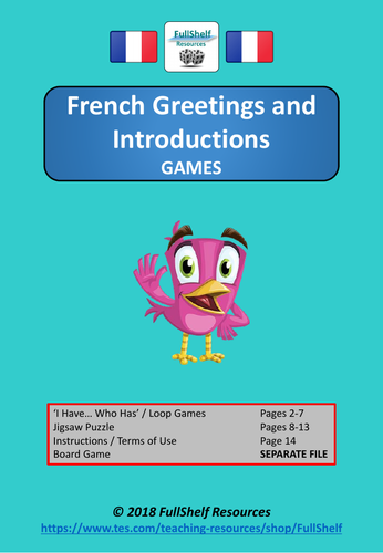 French Greetings / Introductions Games | Teaching Resources