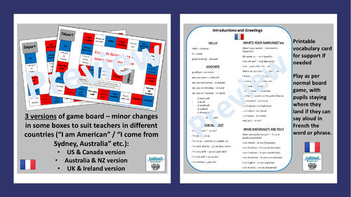 French Greetings / Introductions Games | Teaching Resources