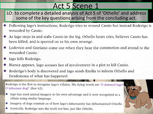 Othello William Shakespeare Act 5 | Teaching Resources