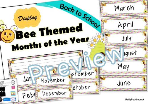 Bee Themed Months of the Year | Teaching Resources